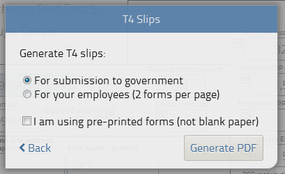Création des T4s, T4As et les RL-s – PaymentEvolution Support